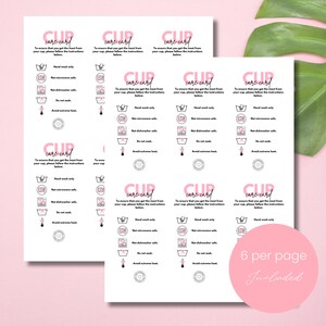 Cup Care Instructions Travel Mug Care Card Tumbler Printable Drinkwear ...