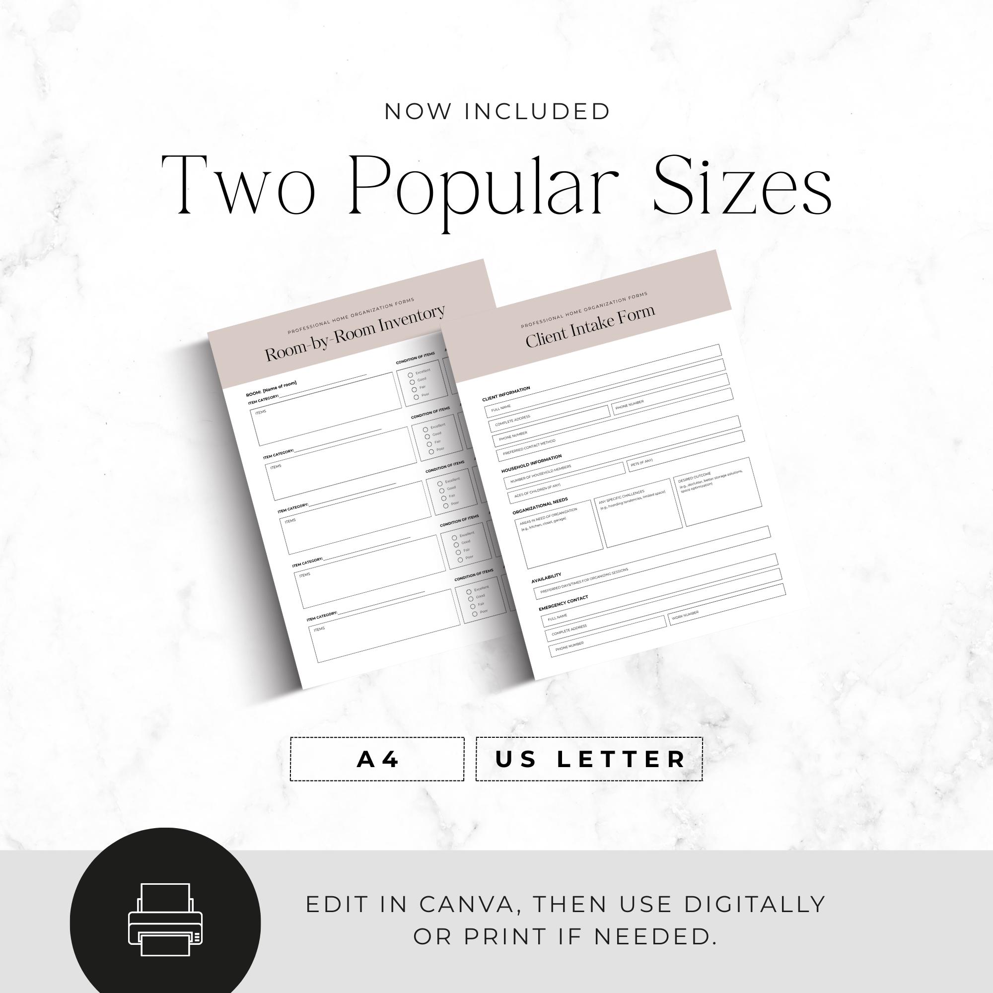 Professional Organizer Form Bundle Home Organizer Template Client ...
