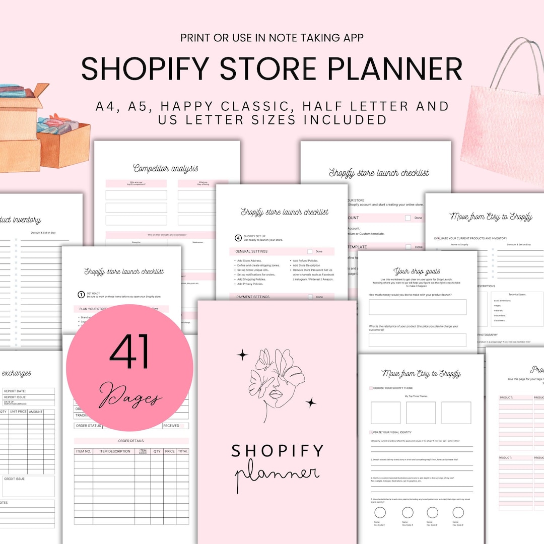 Shopify Planner Ecommerce Business Journal Printable Shopify Store ...