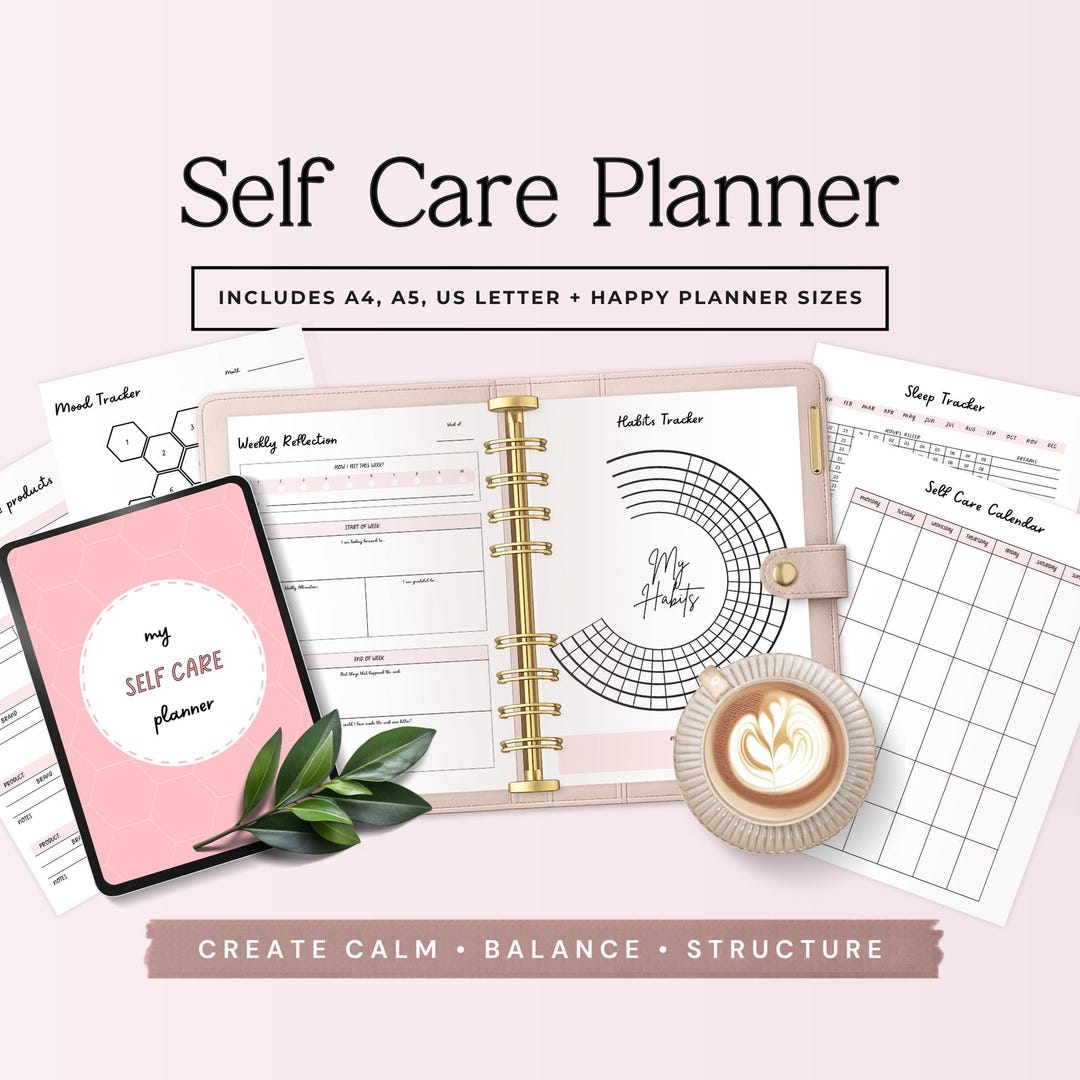 Self Care Planner Printable, Wellness Journal With Habit Tracker ...