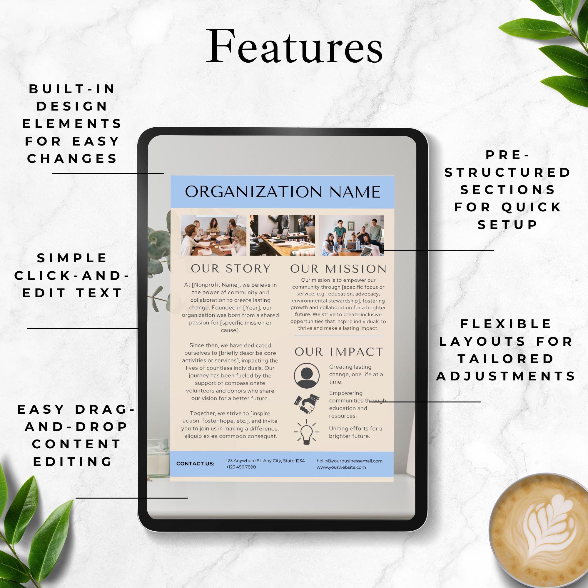 One Pager Nonprofit Canva Template Impact Report for Charity ...