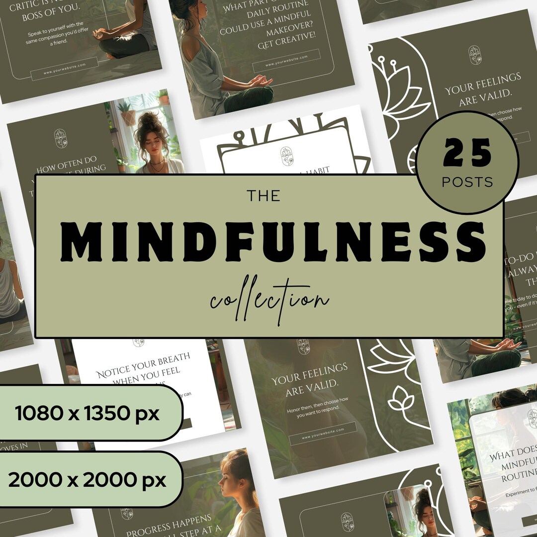 Mindfulness Instagram Posts, Wellness Templates for Coaches, Mental ...