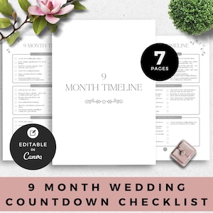 Editable Wedding Countdown Checklist Canva, Bride Wedding Planner ...
