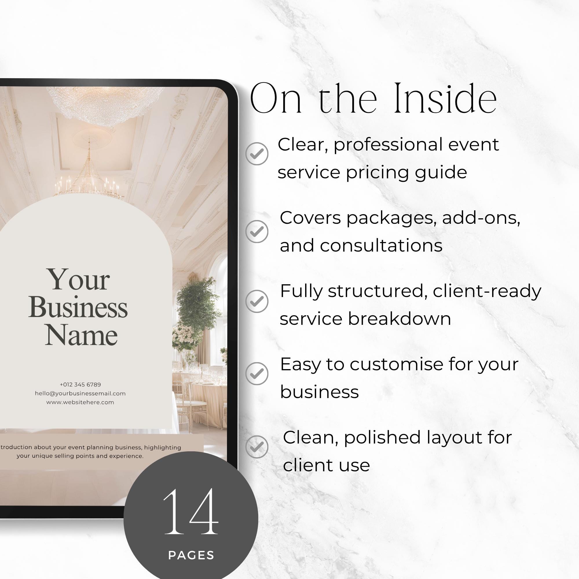 Event Planner Price List Template, Editable Pricing Guide, Professional ...