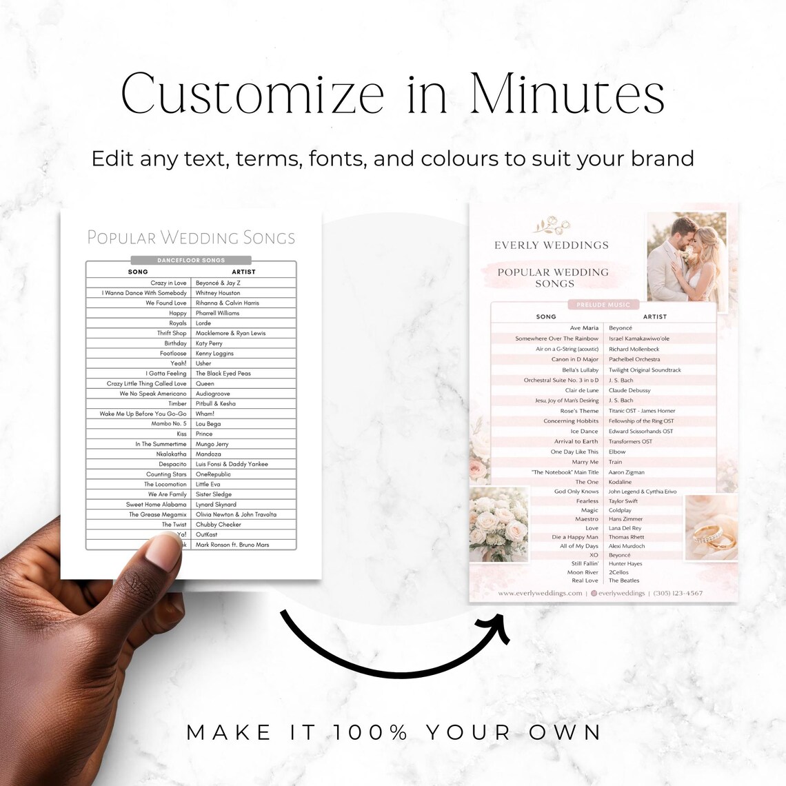 Wedding Music Checklist Printable, Ceremony Song List and Reception ...