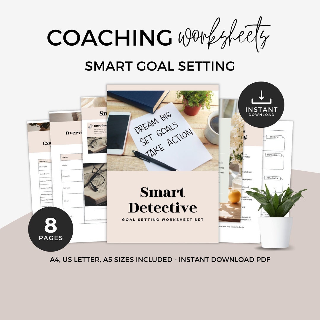 SMART Goals Coaching Worksheet Printable Life Coach Goal Setting ...