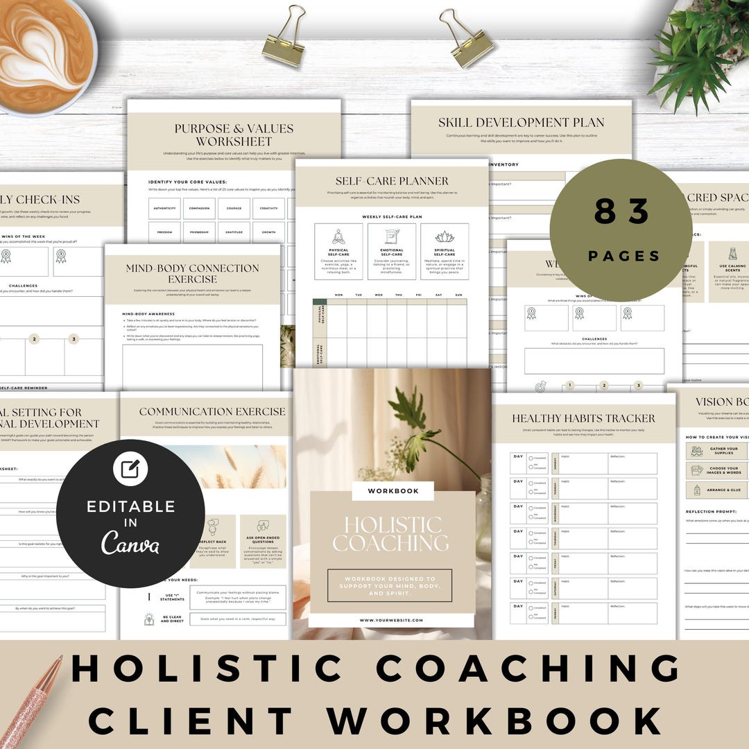 Holistic Coach Workbook for Client Health Template Editable Wellness ...