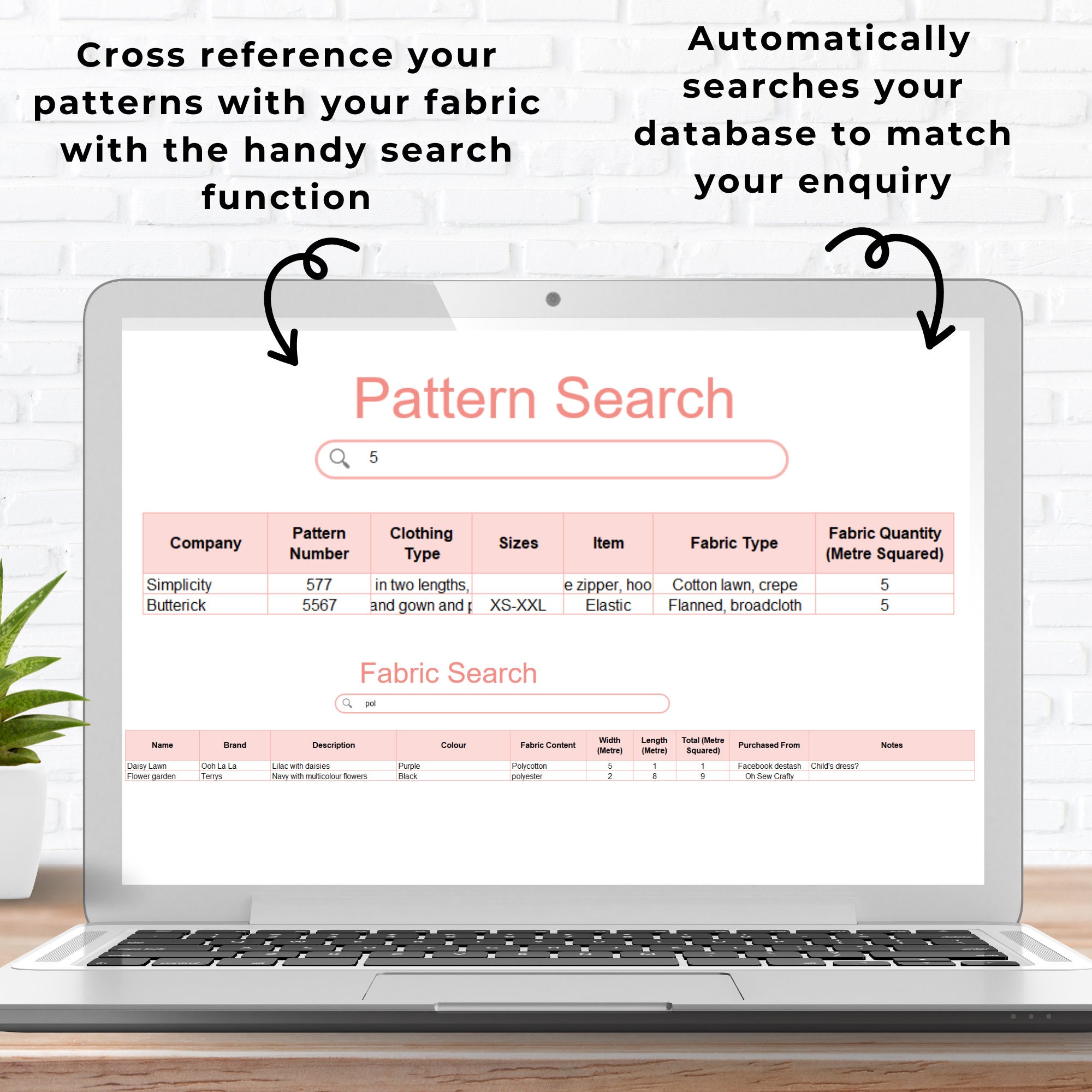Sewing Inventory Spreadsheet Excel Fabric Tracker for Sewing Pattern ...