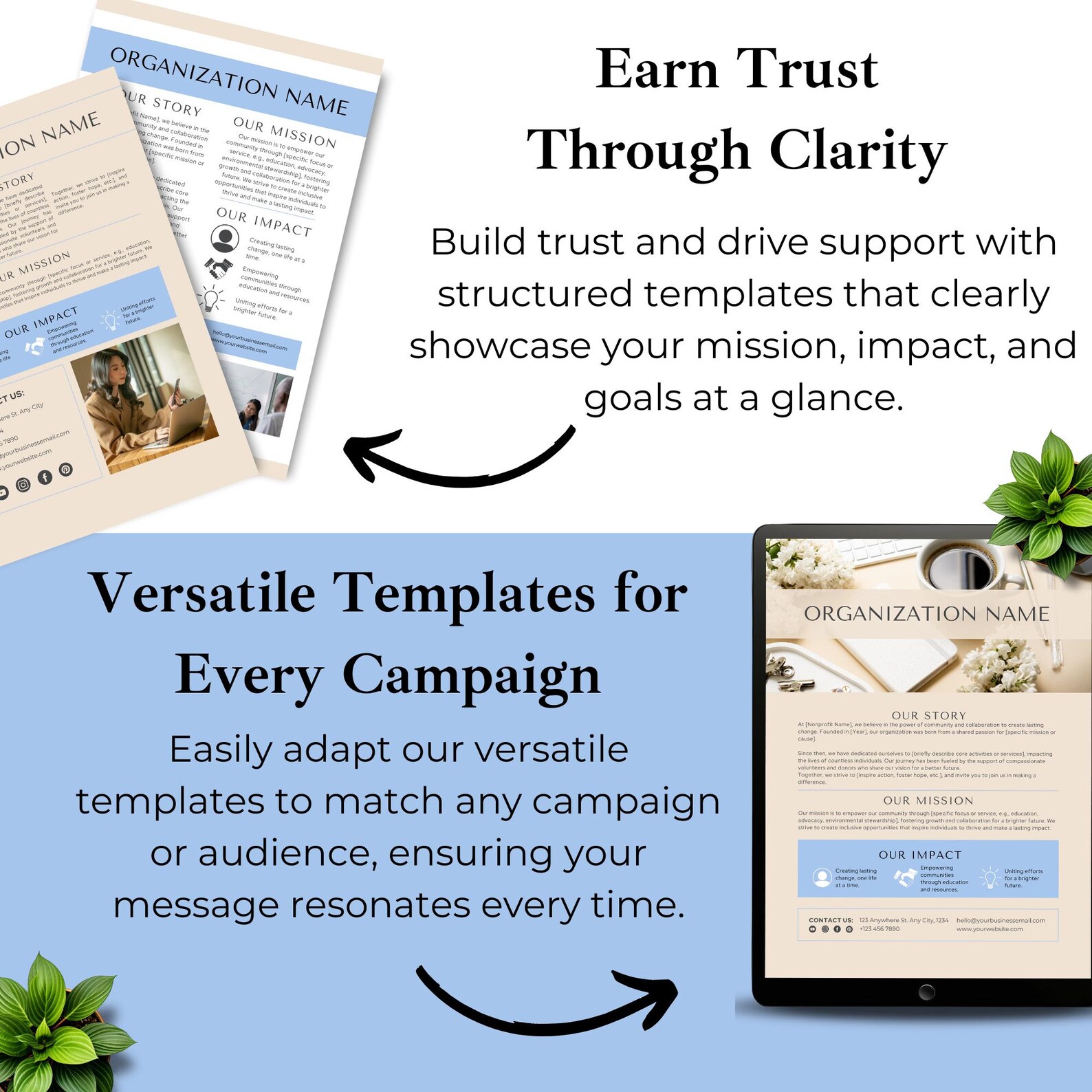 One Pager Nonprofit Canva Template Impact Report for Charity ...