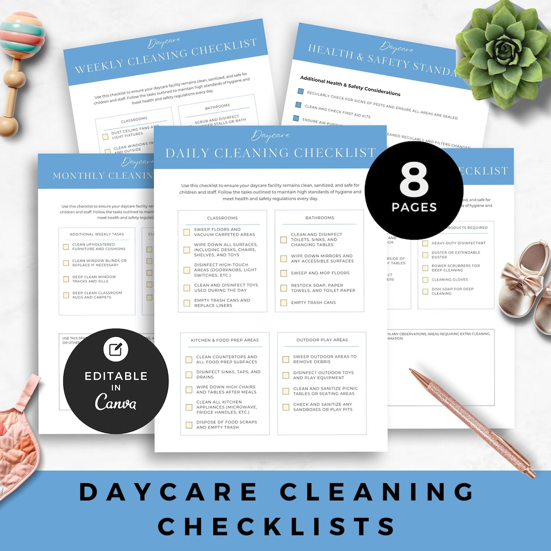 Daycare Cleaning Checklist Template Editable Childcare Cleaning Routine ...