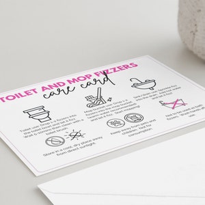 Toilet and Mop Bomb Care Card Toilet Bomb Label Mop Fizzer - Etsy
