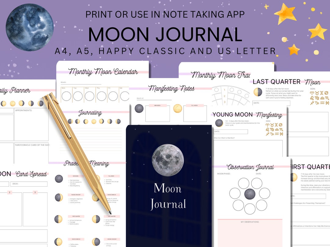 Moon Journal Moon Planner Phases of the Moon Astrological - Etsy UK