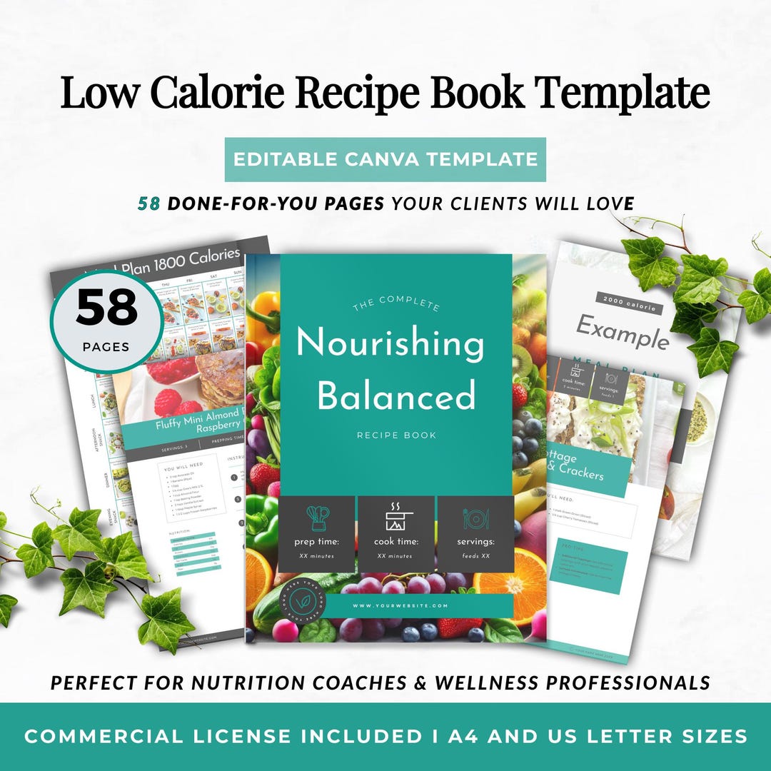 Health Coach Recipe Book Template, Canva Nutrition Ebook, Meal Planning ...