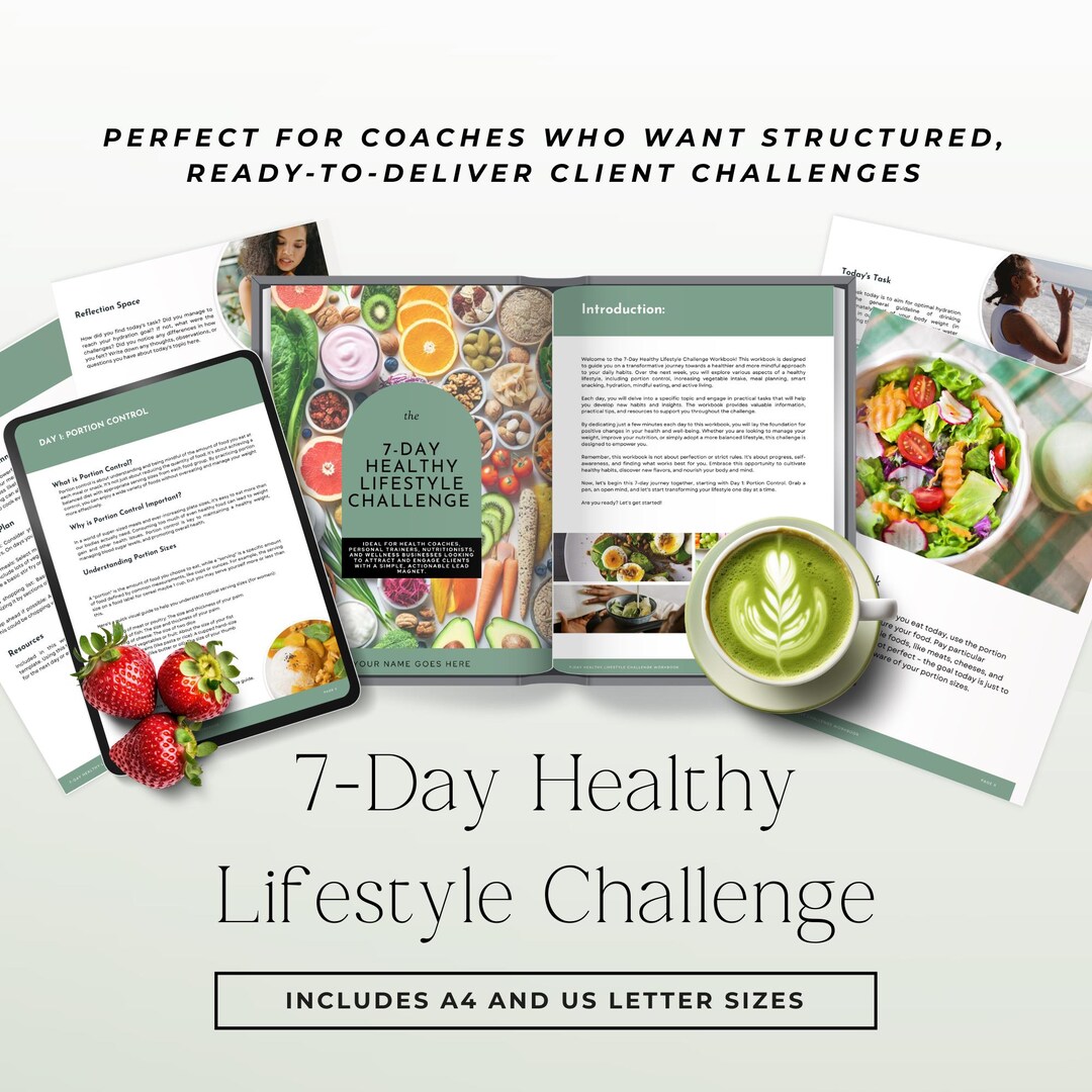 7 Day Healthy Lifestyle Challenge Workbook Template, Wellness Coach ...