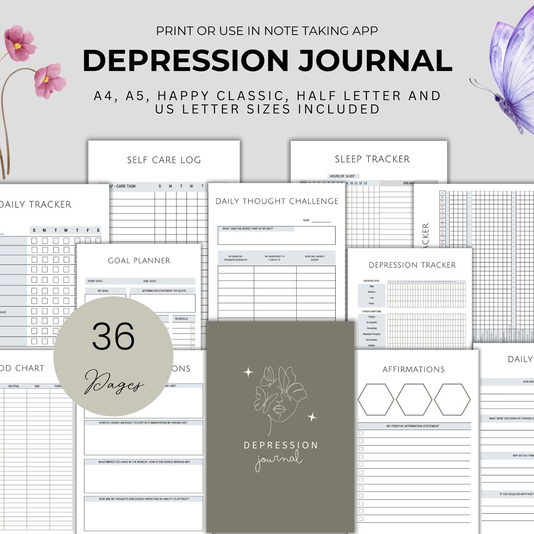 Depression Journal Printable Mental Health Planner Wellbeing Goodnotes ...