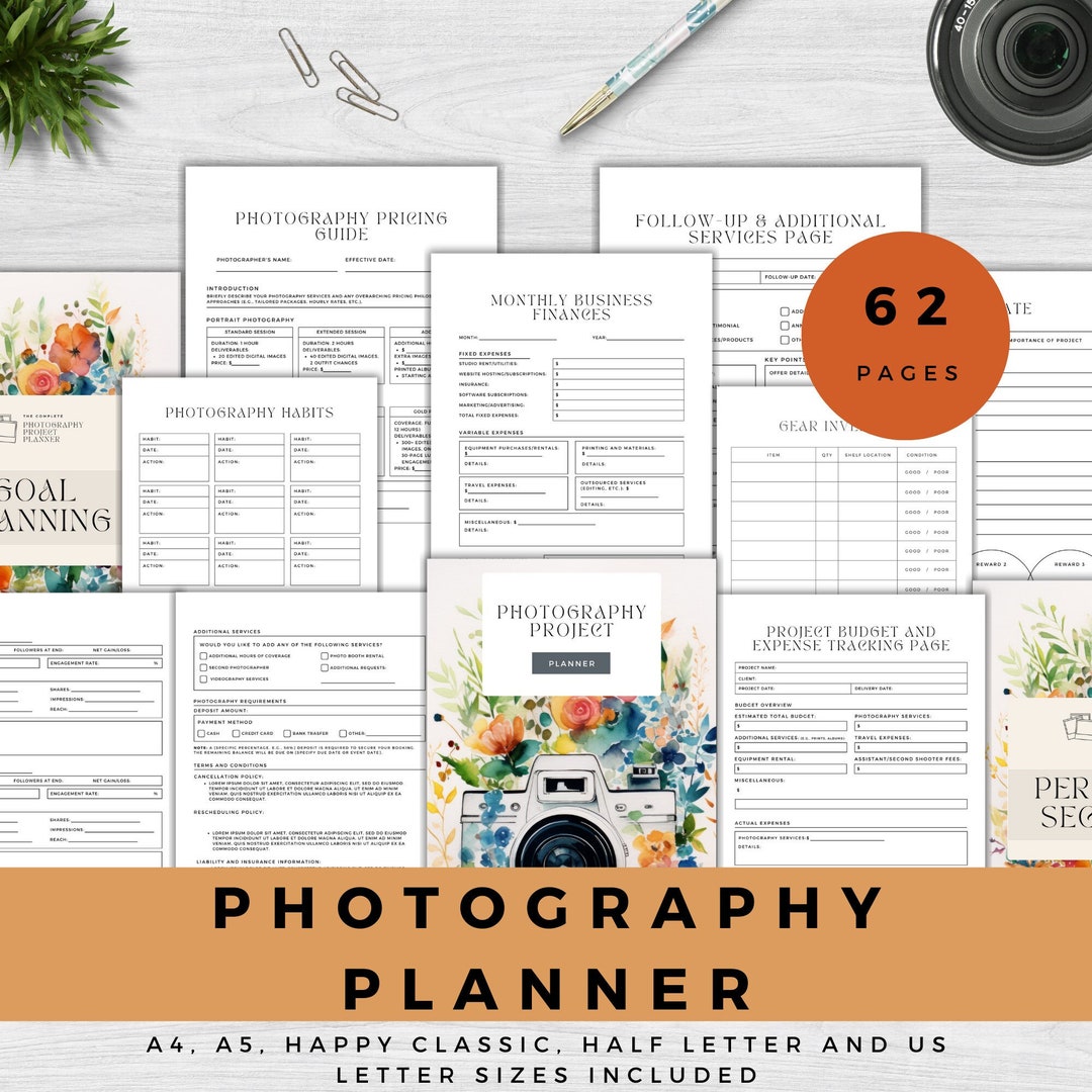 Photography Planner Printable Photographer Session Planner Photography ...
