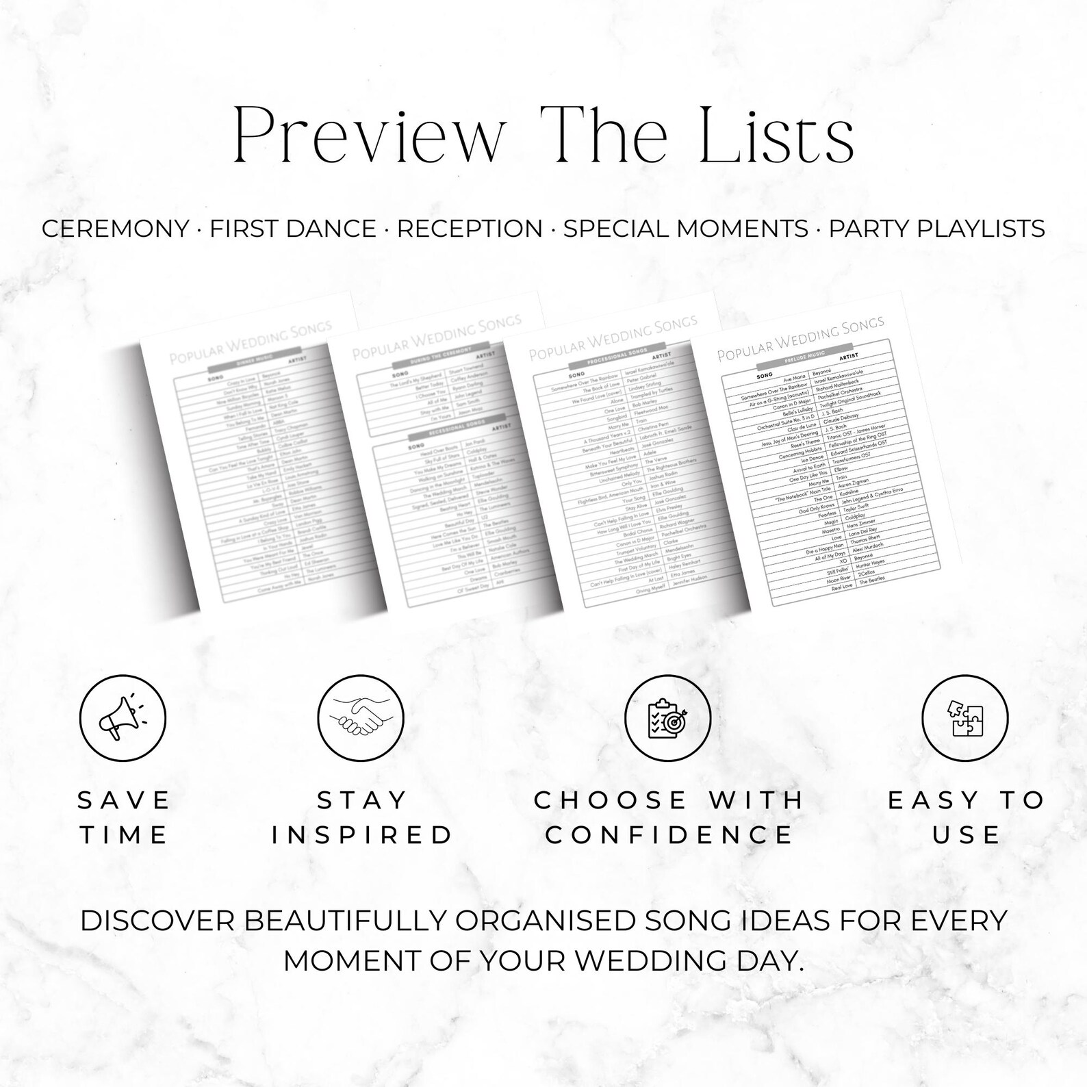 Wedding Music Checklist Printable, Ceremony Song List and Reception ...
