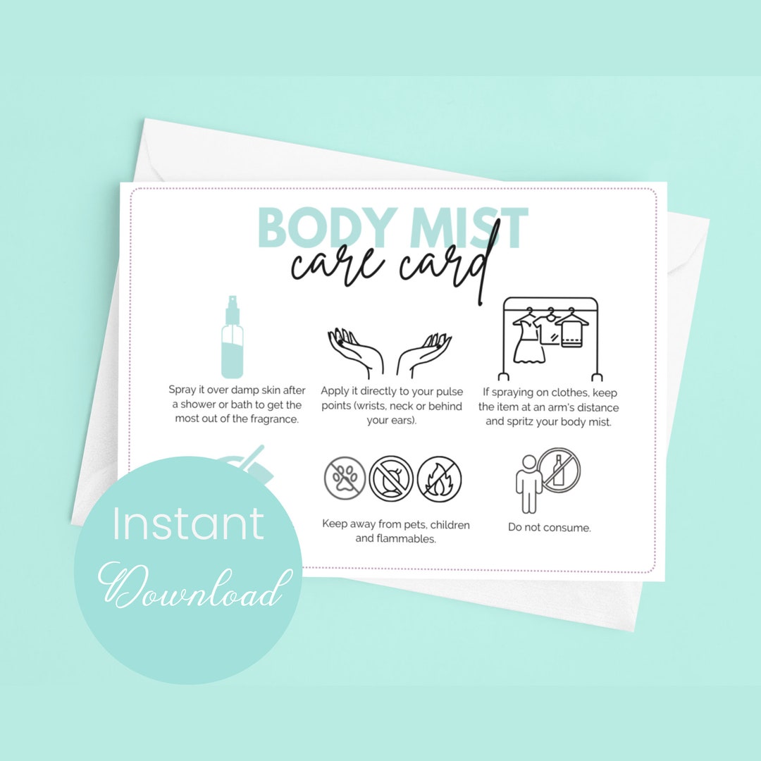 Body Mist Care Card Template Fragrance Mist Instructions Body Spray ...