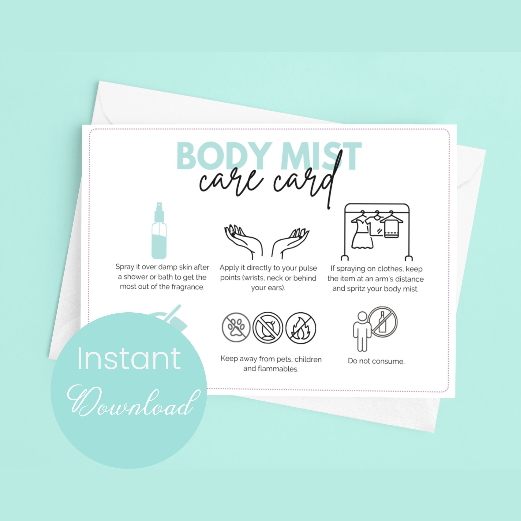 Body Mist Care Card Template Fragrance Mist Instructions Body Spray ...