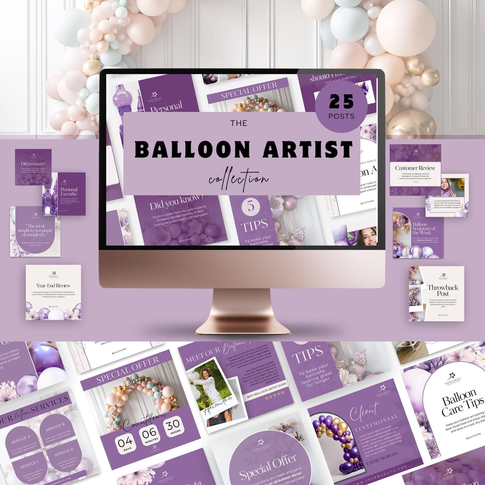 Balloon Artist Instagram Templates, Balloon Business Social Media Posts ...