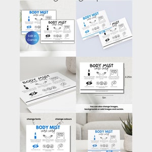 Editable Body Mist Care Card Template for Perfume Instructions ...