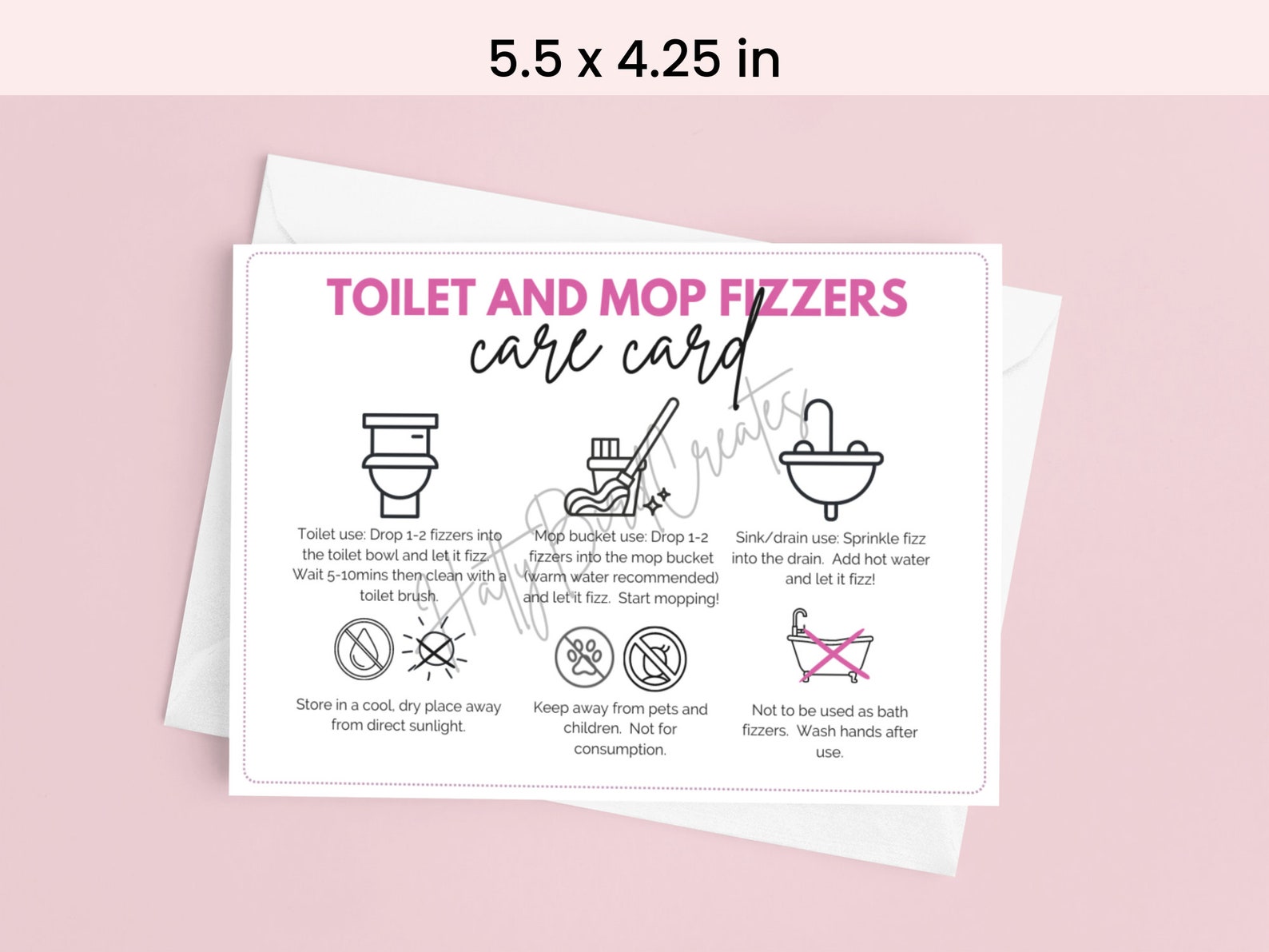 Toilet and Mop Bomb Care Card Toilet Bomb Label Mop Fizzer - Etsy