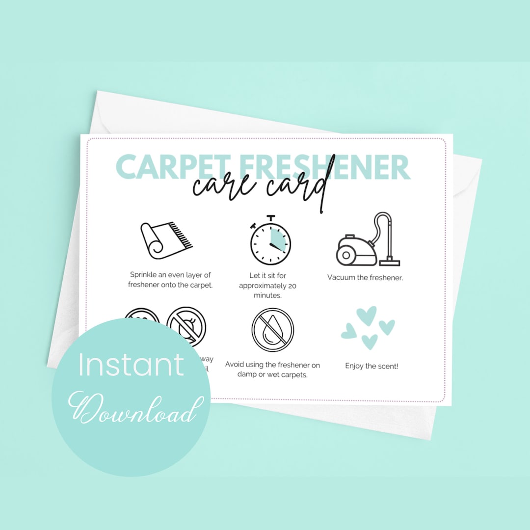 Carpet Freshener Care Card Carpet Freshner Care Carpet Freshener Label ...