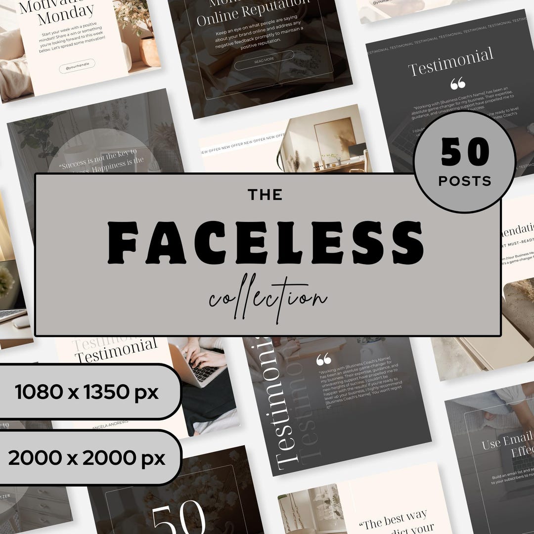 Faceless Social Media Post Templates | Editable Canva Instagram ...