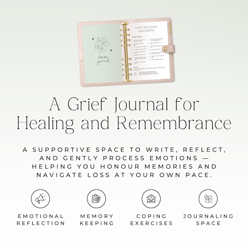 Grief Journal Printable for Mental Health Support, Digital Bereavement ...