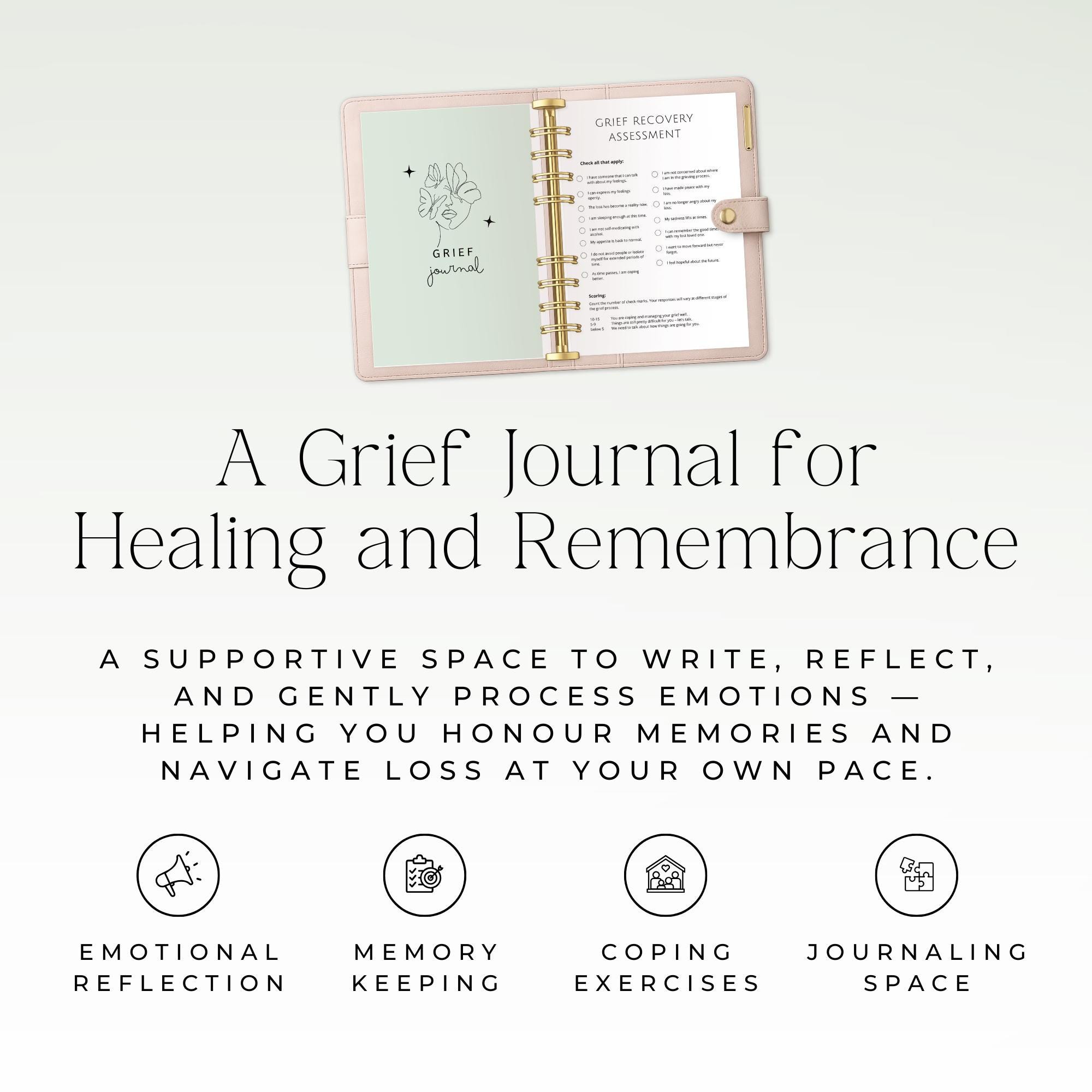 Grief Journal Printable for Mental Health Support, Digital Bereavement ...
