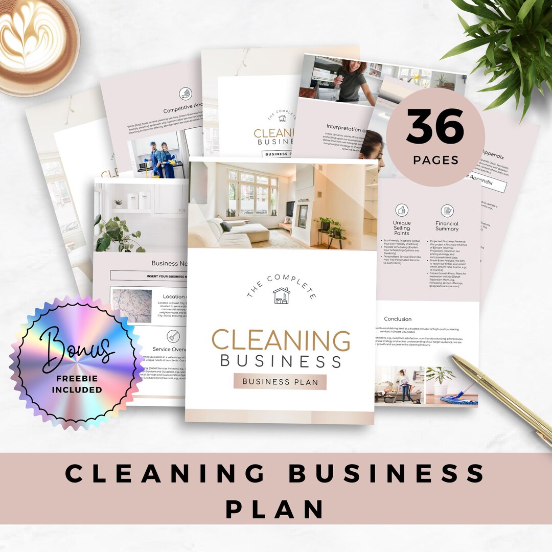Cleaning Business Plan Template Canva | Editable Small Business Startup ...
