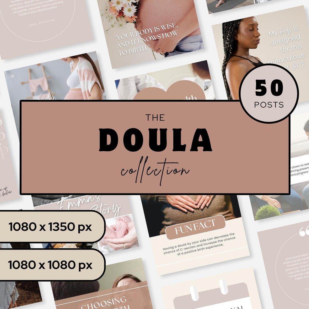 Doula Instagram Templates Birth Coach Social Media Bundle Pregnancy ...