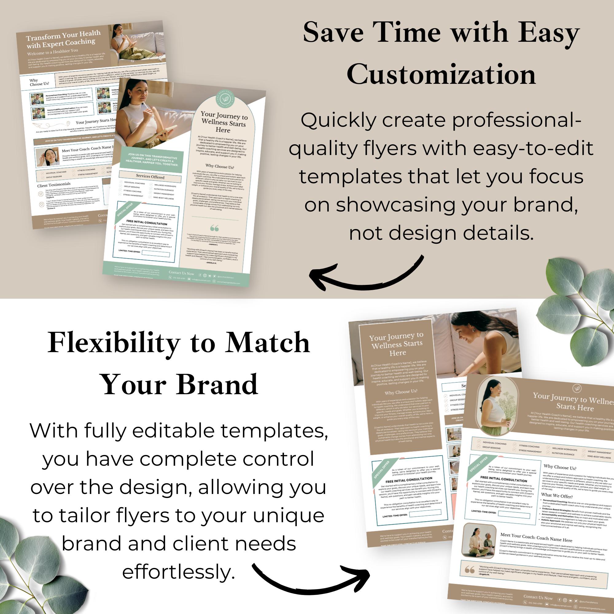 Health Coach Flyer Template Editable Wellness Coach Promotional ...