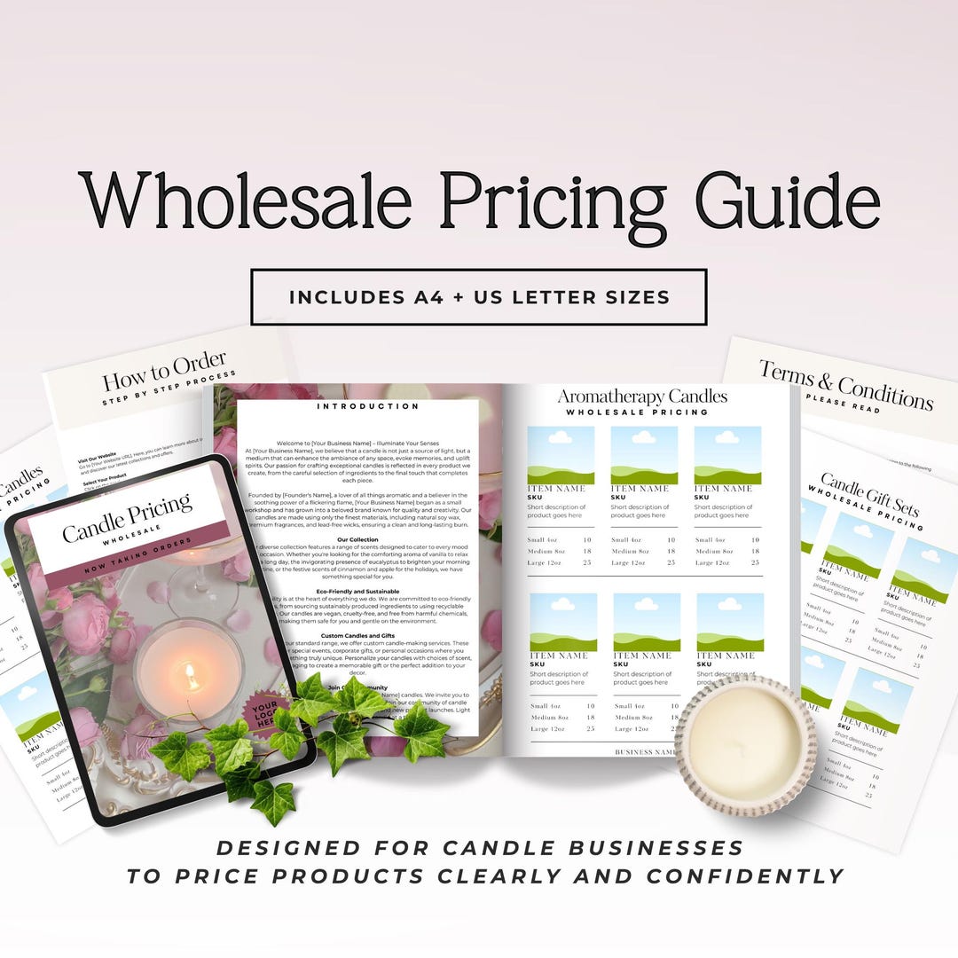 Candle Price List Template, Wholesale Line Sheet for Candle Business ...
