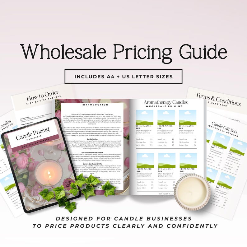 Candle Price List Template, Wholesale Line Sheet for Candle Business ...