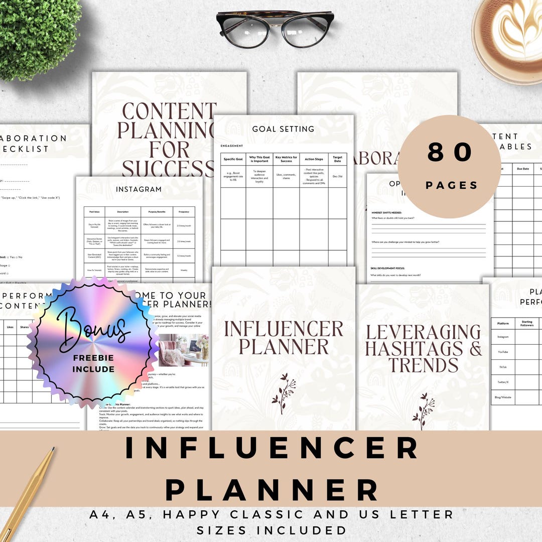 Influencer Planner Printable Content Creation Journal UGC Checklist ...