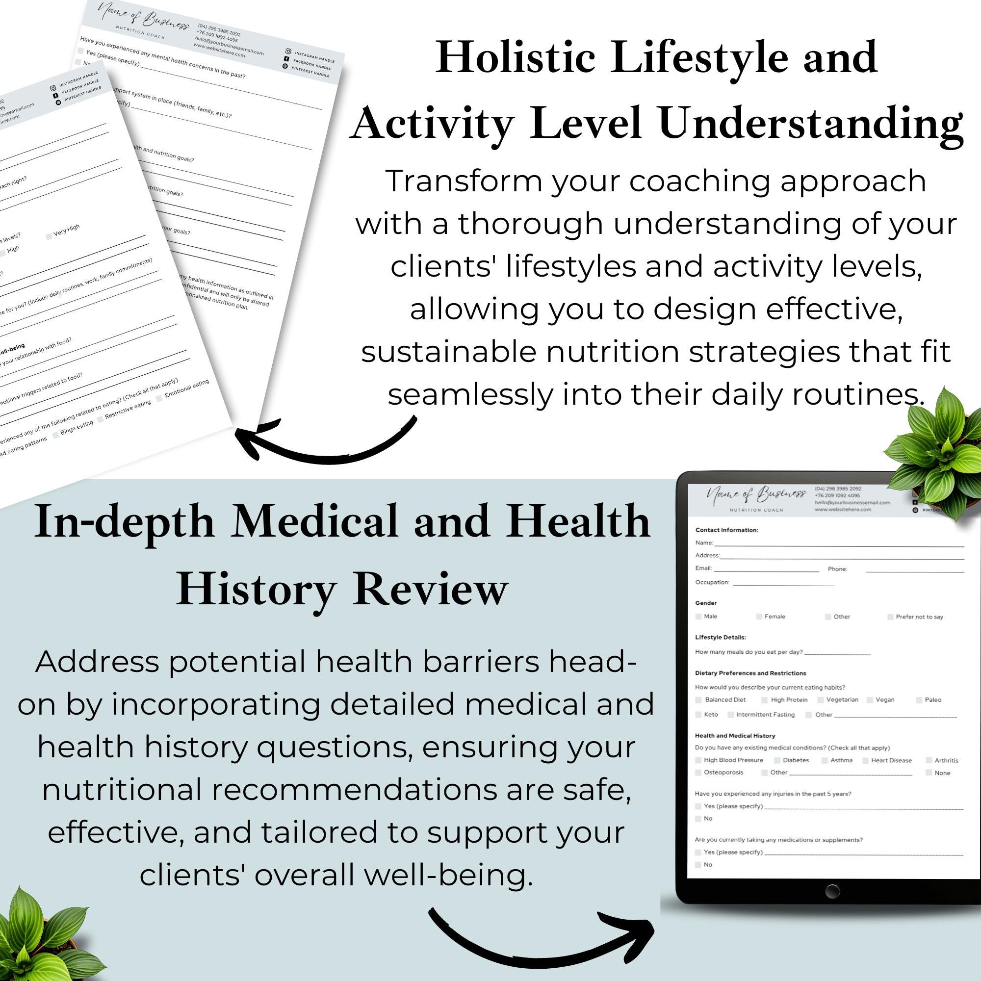 Nutrition Coach Client Health Questionnaire, Editable Intake Form ...