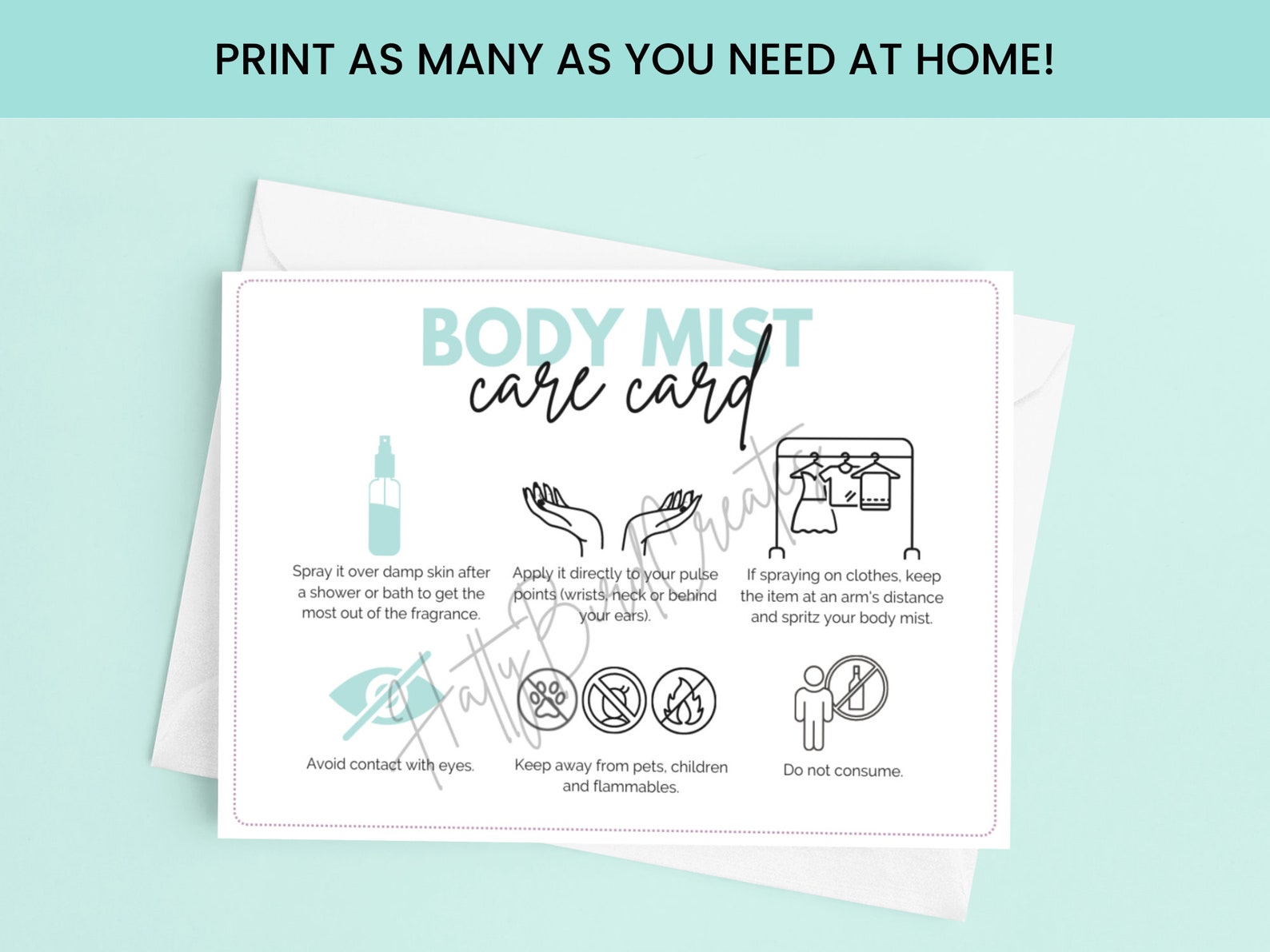 Body Mist Care Card Template Fragrance Mist Care Card for Body - Etsy