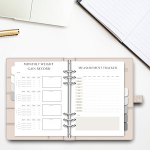Weight Gain Journal Printable Workout Tracker Body Measurement Log Meal ...