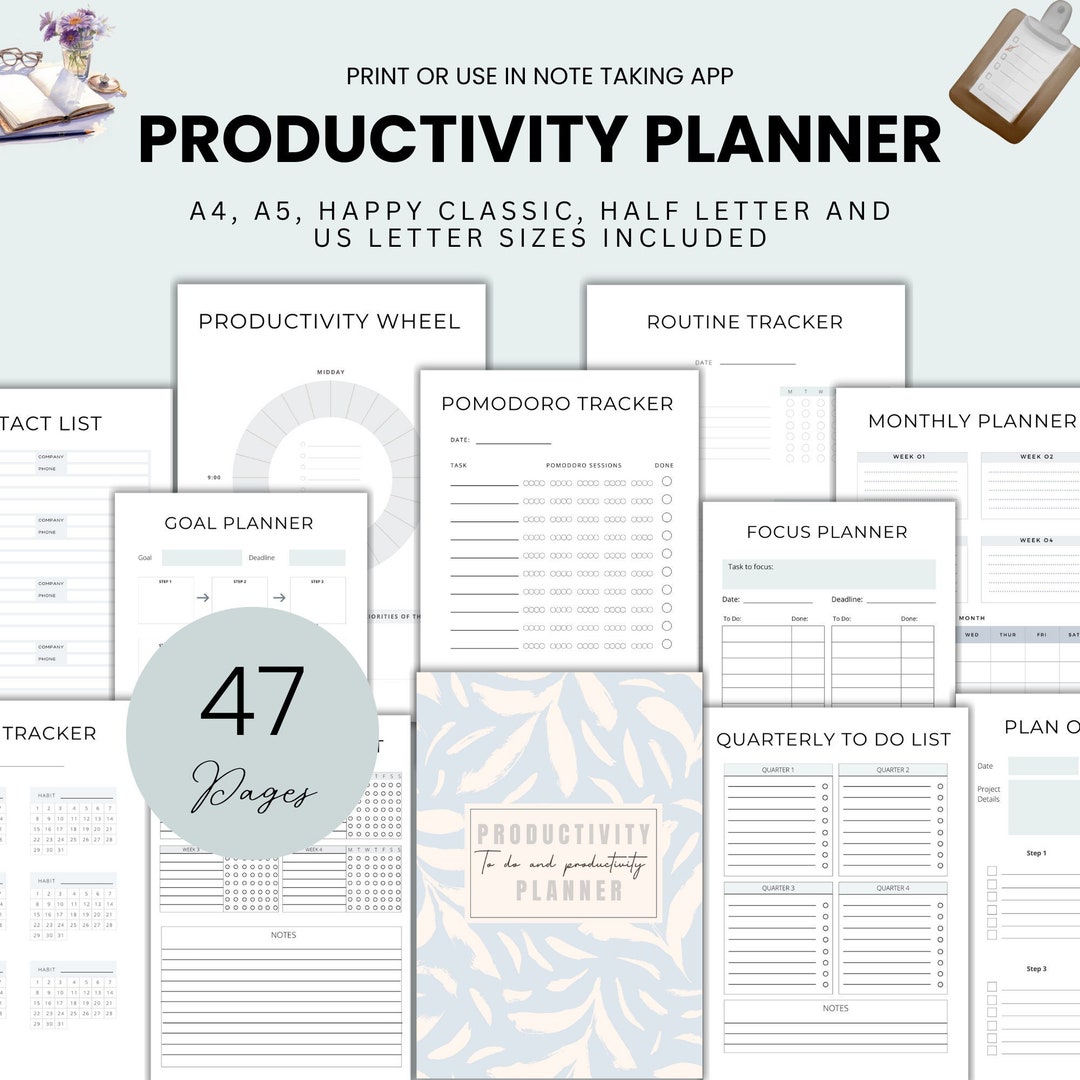Productivity Planner Printable ADHD Journal for Adults Neurodivergent ...