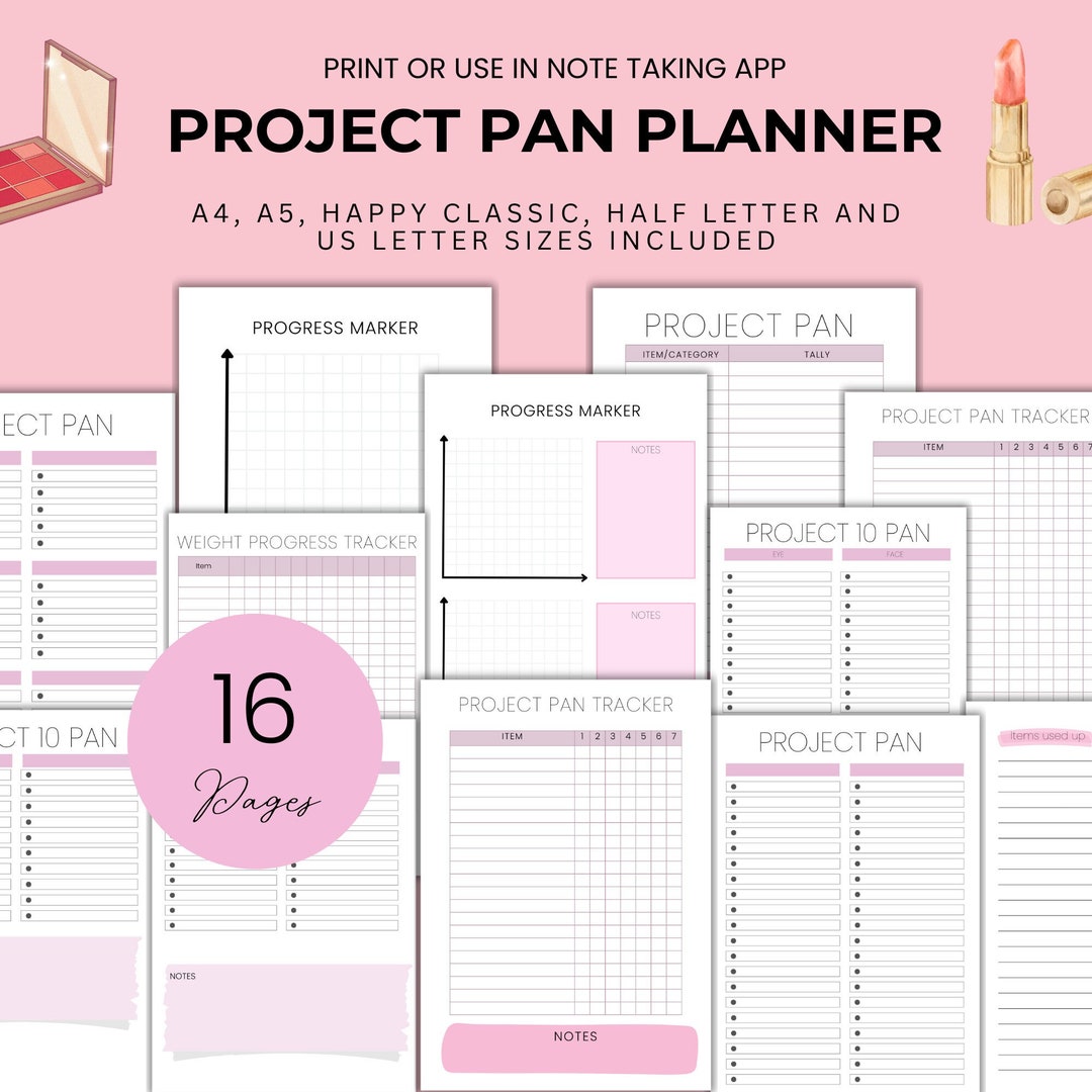 Project Pan Makeup Tracker Printable | Glow up Beauty Planner | Skincare Inventory Sheet ...