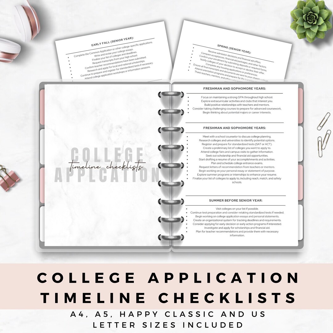 College Application Planner Timeline Printable Checklists for College ...