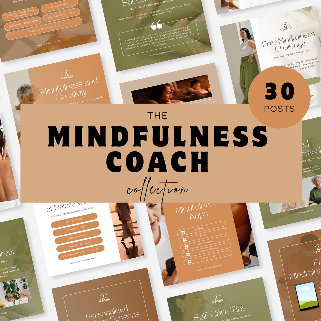 Mindfulness Coach Instagram Template Bundle Wellness Coaching Social ...