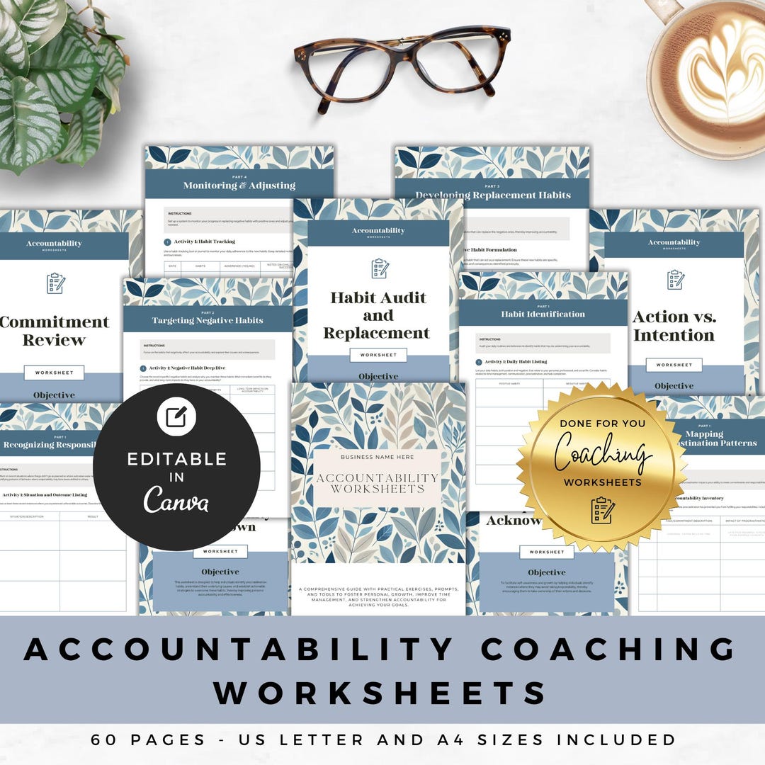 Accountability Coaching Workbook Canva Template, Goal Planner, Habit ...
