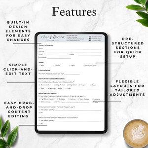 Nutrition Coach Client Health Questionnaire, Editable Intake Form ...