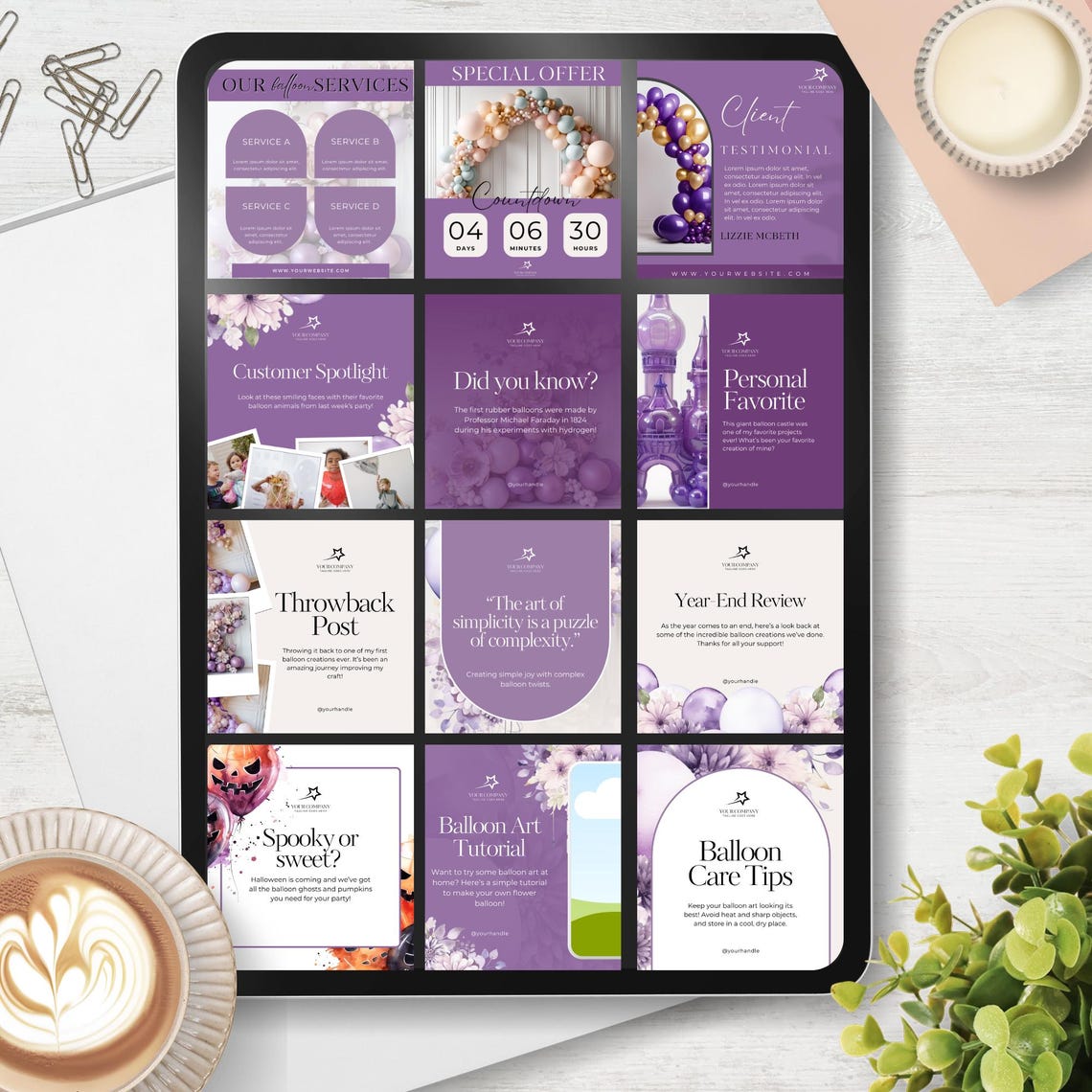 Balloon Artist Instagram Templates, Balloon Business Social Media Posts ...