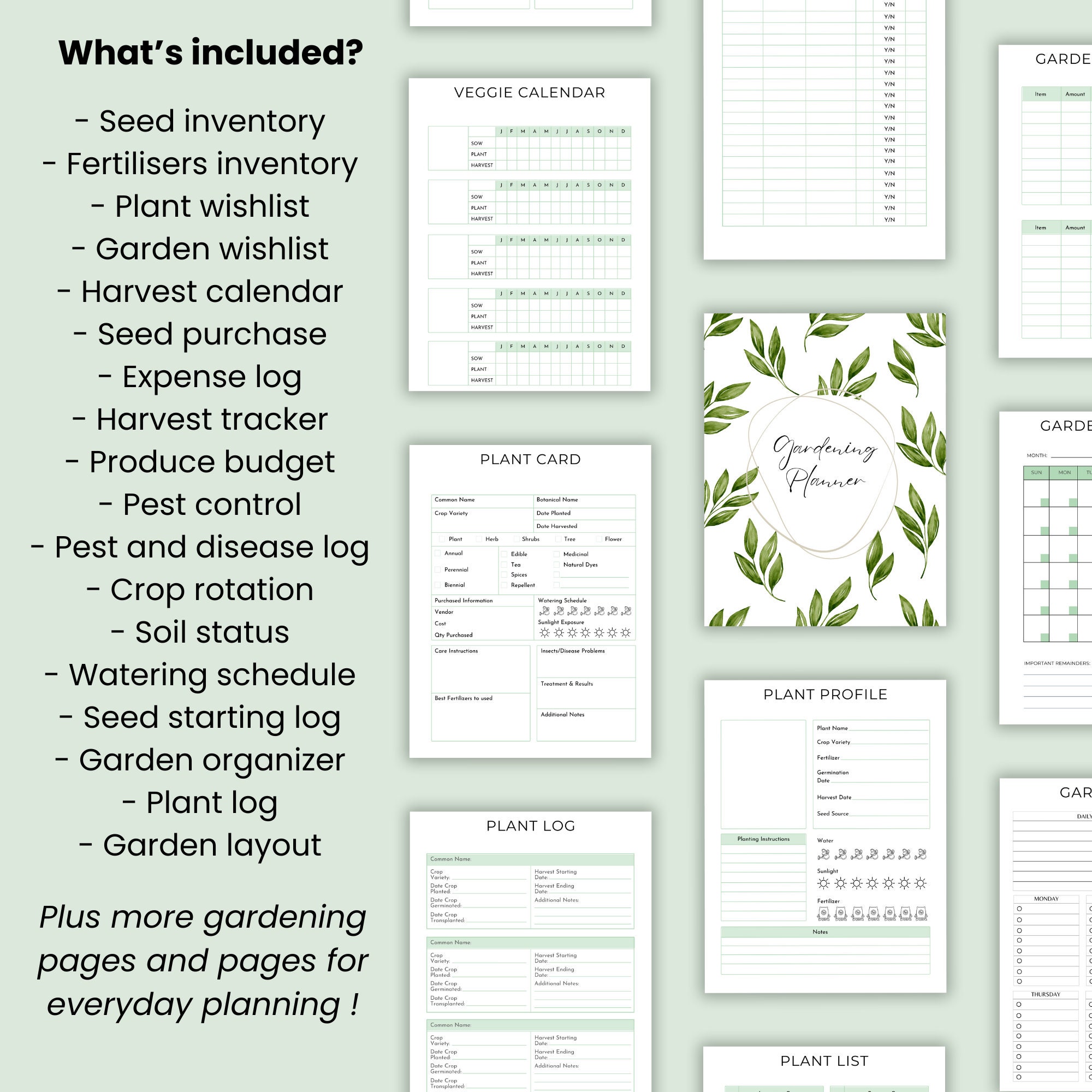 Garden Planner, Gardening Log, Plant Tracker, Printable Organizer ...