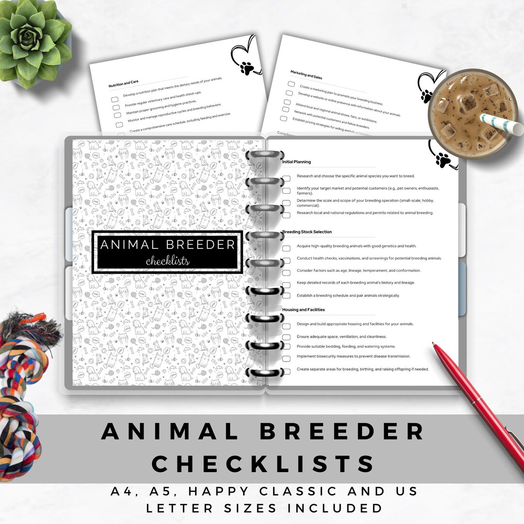 Pet Breeding Planner Template Printable Animal Breeder Organizer for Dogs Cats Rabbits Canva ...