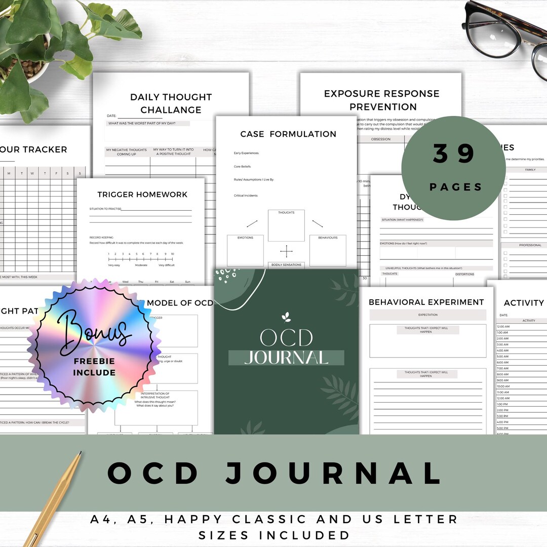 OCD Worksheets Printable OCD Workbook for Obsessive Compulsive Disorder ...