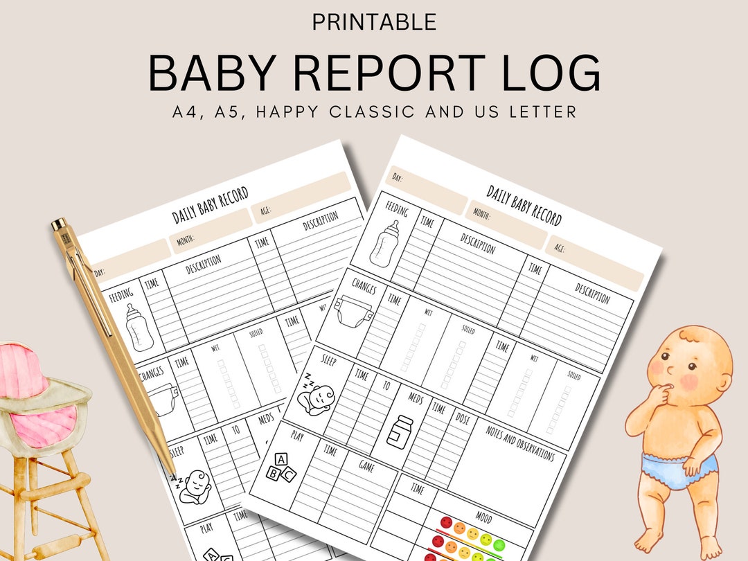 Printable Baby Log Daily Baby Report Log for Infant Daily Log for Baby ...